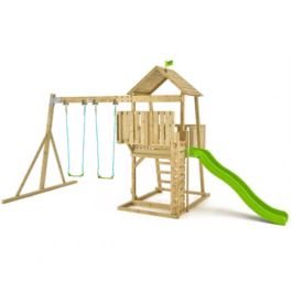 tp Kingswood Wooden Climbing Frame with Swings and 2.5m Slide